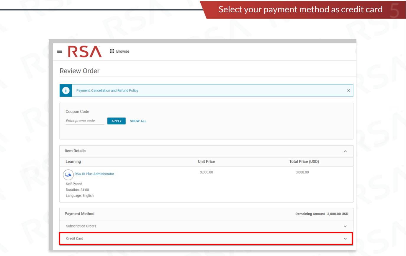 Purchasing a Course/Certification from RSA using the SABA Platform ...