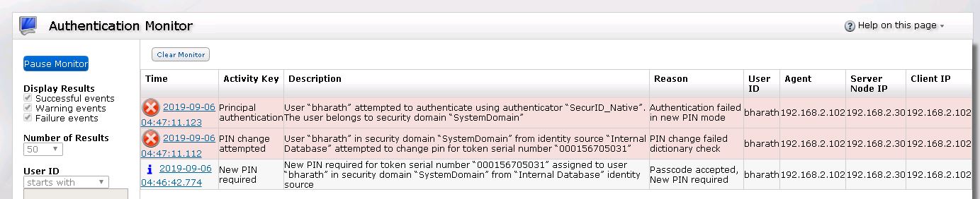 Error "PIN change failed dictionary check" and authentication fails for a user in new PIN mode ...