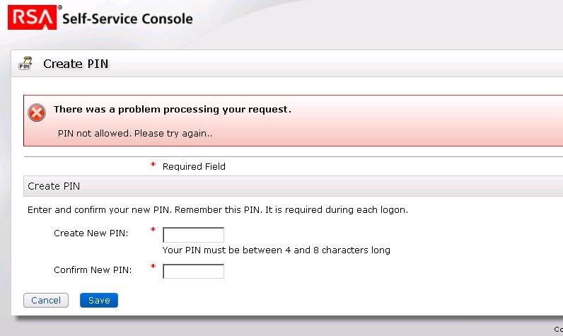 Error "PIN change failed dictionary check" and authentication fails for a user in new PIN mode ...