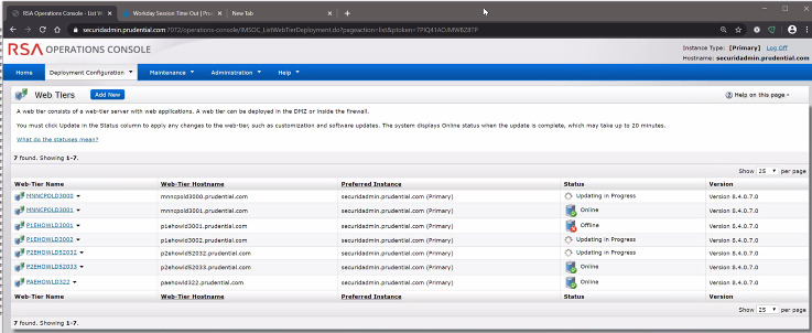 Web Tier status offline/Reinstall status changes to pending connection ...