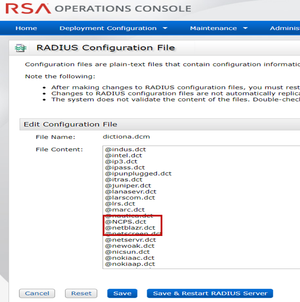 Configuring authentication with RADIUS attributes with a NetWare Core ...