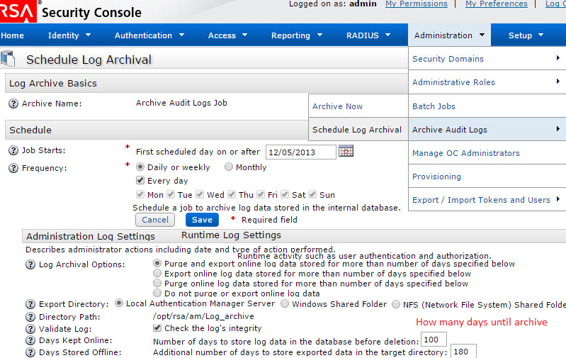 Understanding and managing log archival maintenance in RSA ...