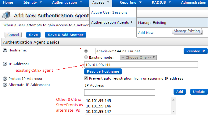 How to configure High Availability (HA) on multiple RSA Authentication Agents for Citrix ...
