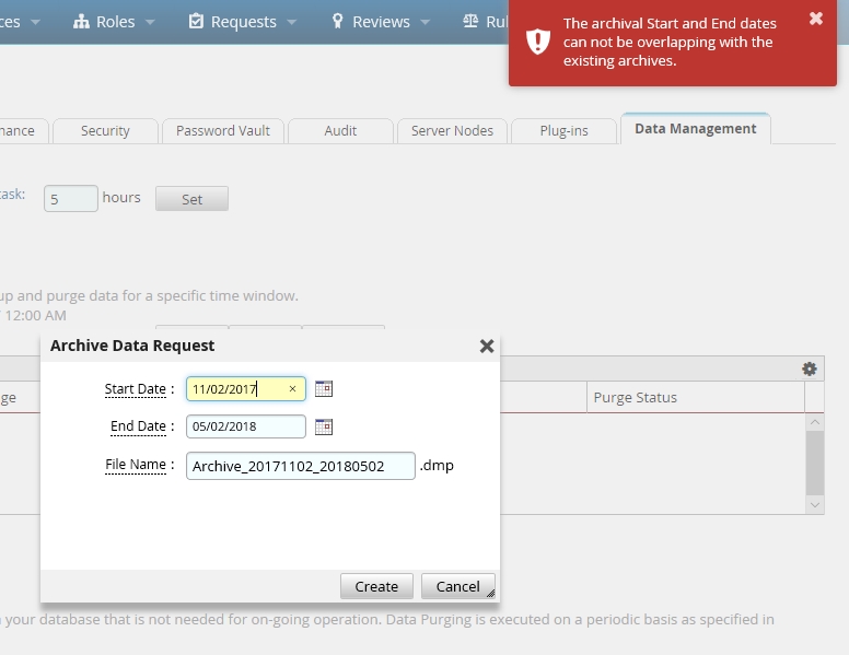 New Archive Run Cannot Be Created Due To Overlapping With Existing Archives Error In Rsa