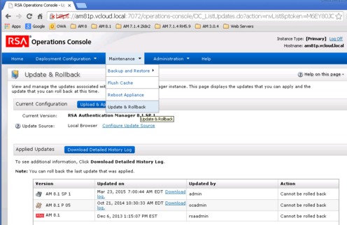 How to install patches on an RSA Authentication Manager 8.1 via web ...