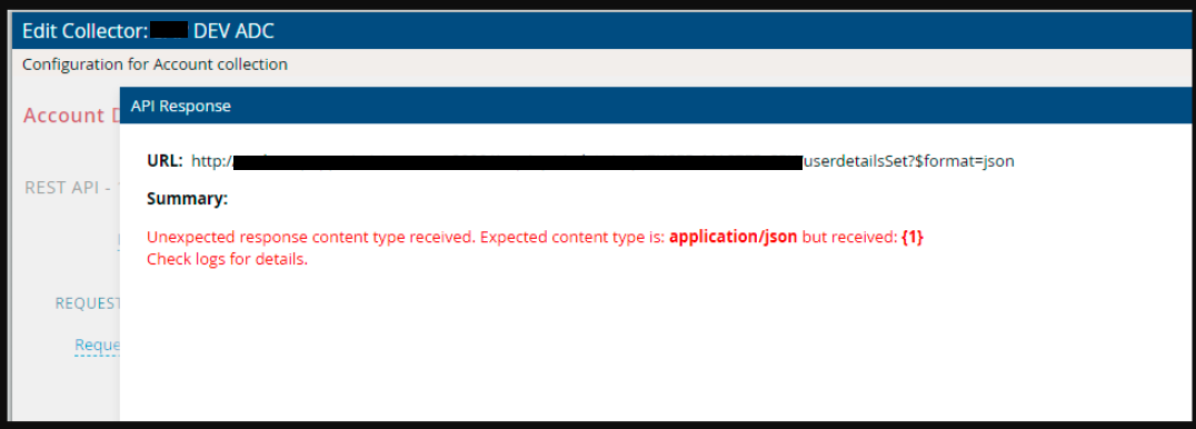 Generic Rest Collector Test Fails With Unexpected Response Content