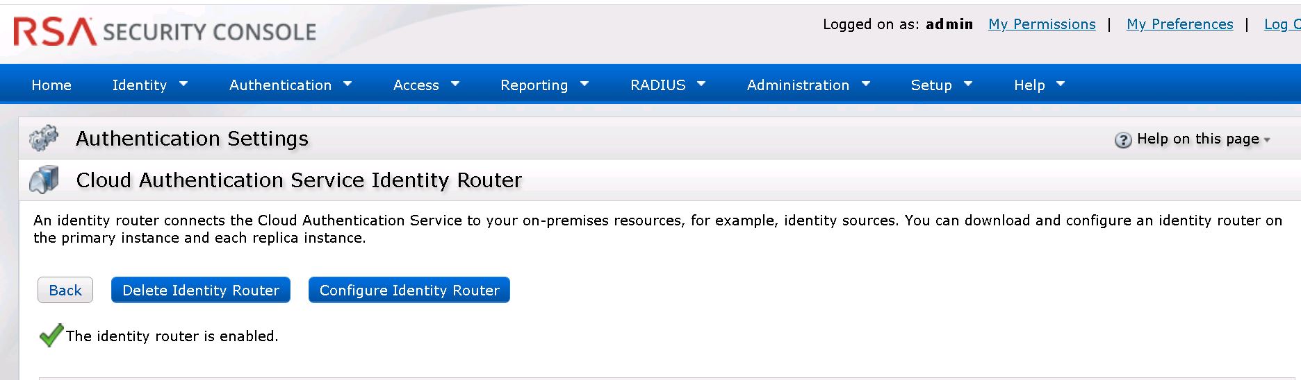 Unable To Access Rsa Authentication Manager Embedded Identity Router
