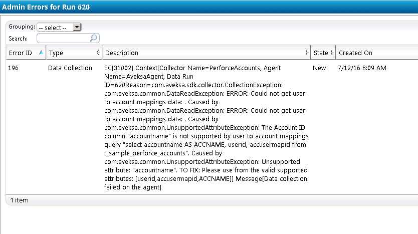 Unsupportedattributeexception Error When Running A Collector In Rsa Via