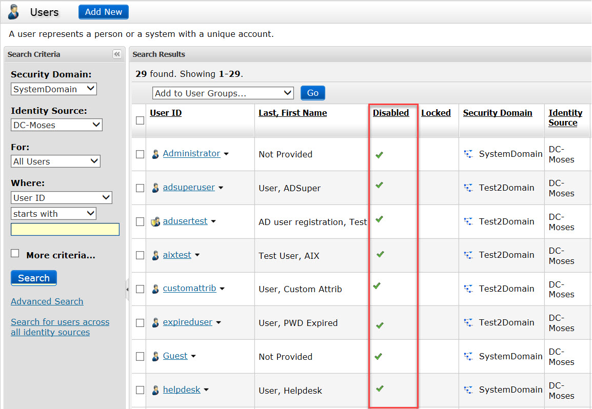 Users From An External Identity Source Are Listed As Disabled In The Rsa Authentication Manager 
