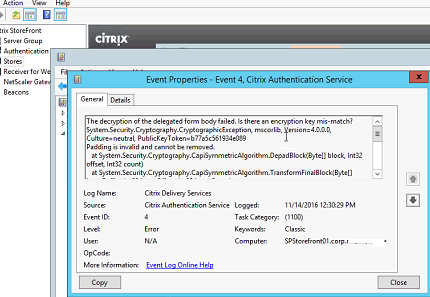 RBA logon through RSA Authentication Agent for Citrix StoreFront 1.0 fails with "Cannot complete ...