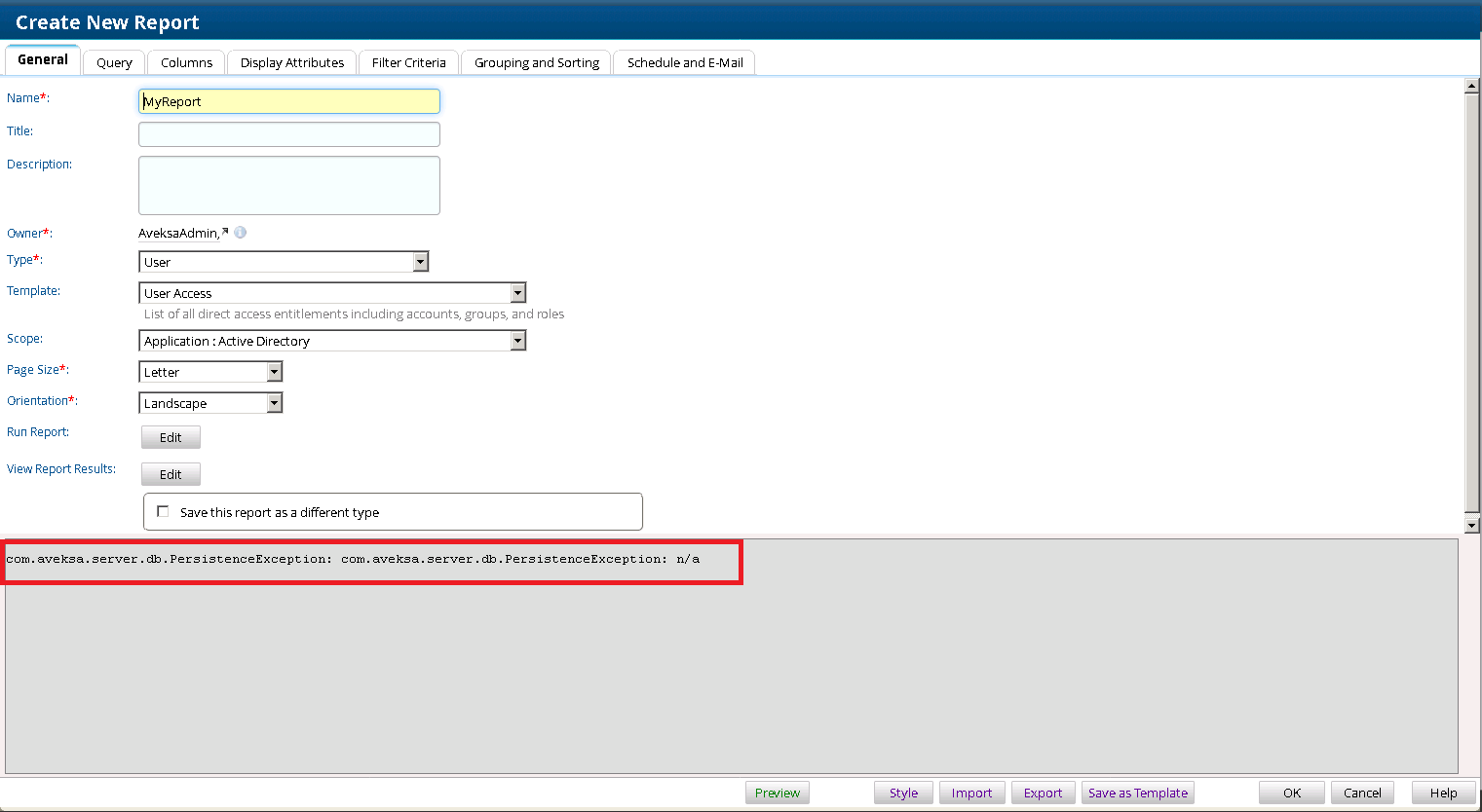 Persistenceexception Error When Previewing An Rsa Identity Governance