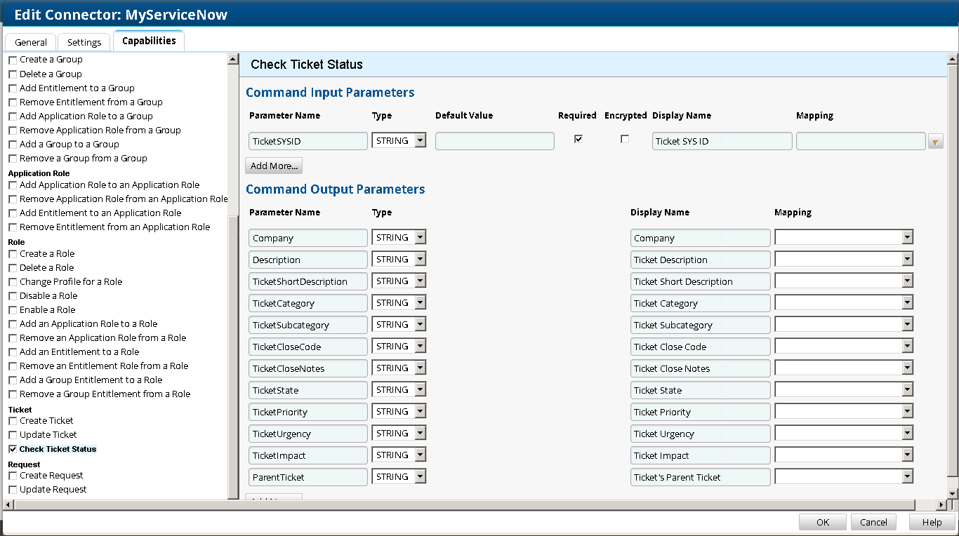 Servicenow Connector Missing Command Output Parameters Section In The Check Ticket Status And