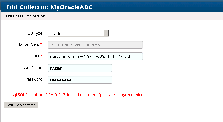 Oracle Database Collector fails with Oracle Database Collector fails with