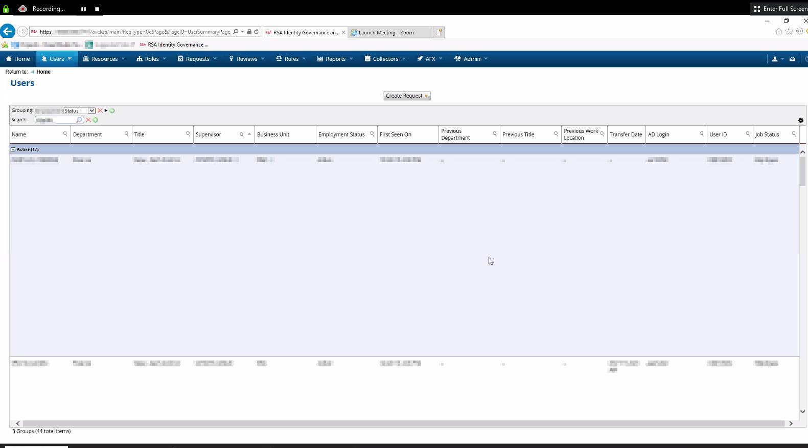 A Single User Has Large Spacing In The Users Display In Rsa Identity