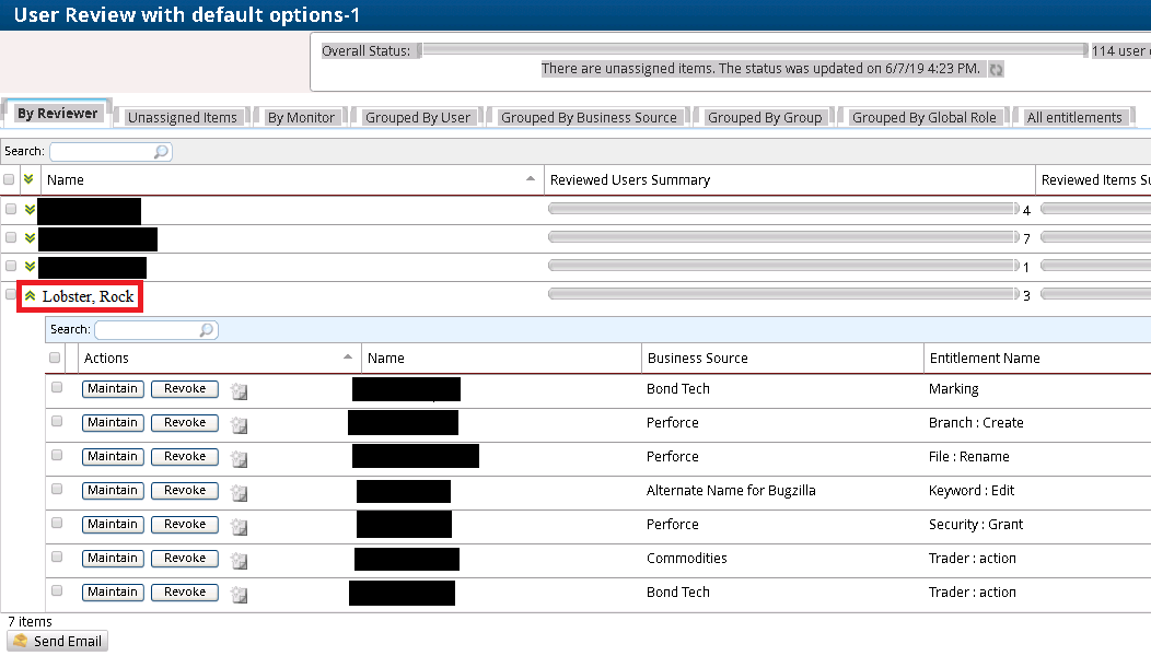 A User Sees An Empty Screen When Looking At Review Items In Rsa