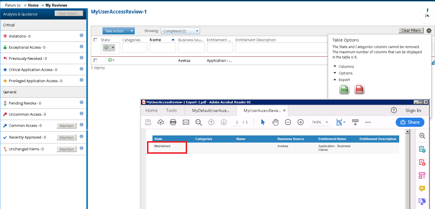 Rsa Identity Governance And Lifecycle Export Of Review Results In Pdf Or Csv Format Does Not