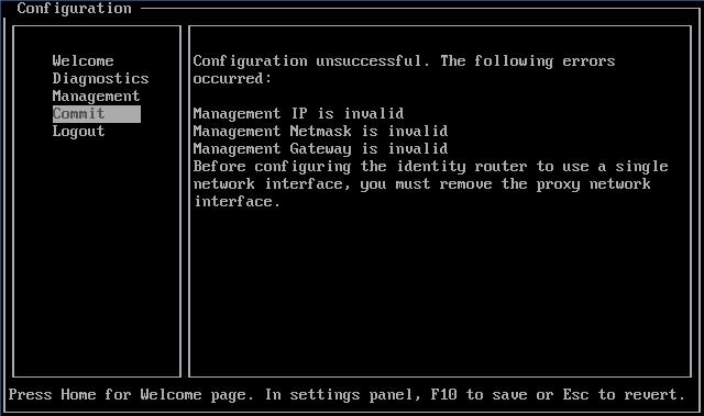 Configuration Unsuccessful And Invalid Management Network Settings