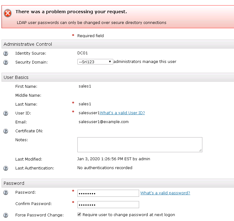 Users Unable To Authenticate With Ldap Password On Both Security Console And Self Service