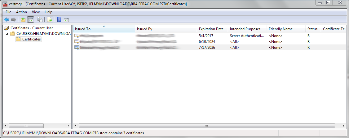 This certificate or its signing CA is not valid error when importing a ...