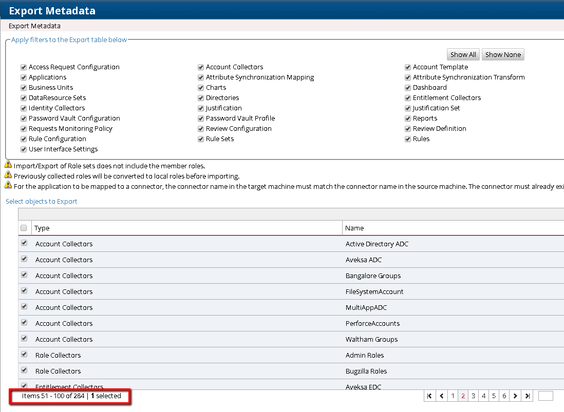 Checkboxes Do Not Work Correctly On The Importexport Metadata Page In
