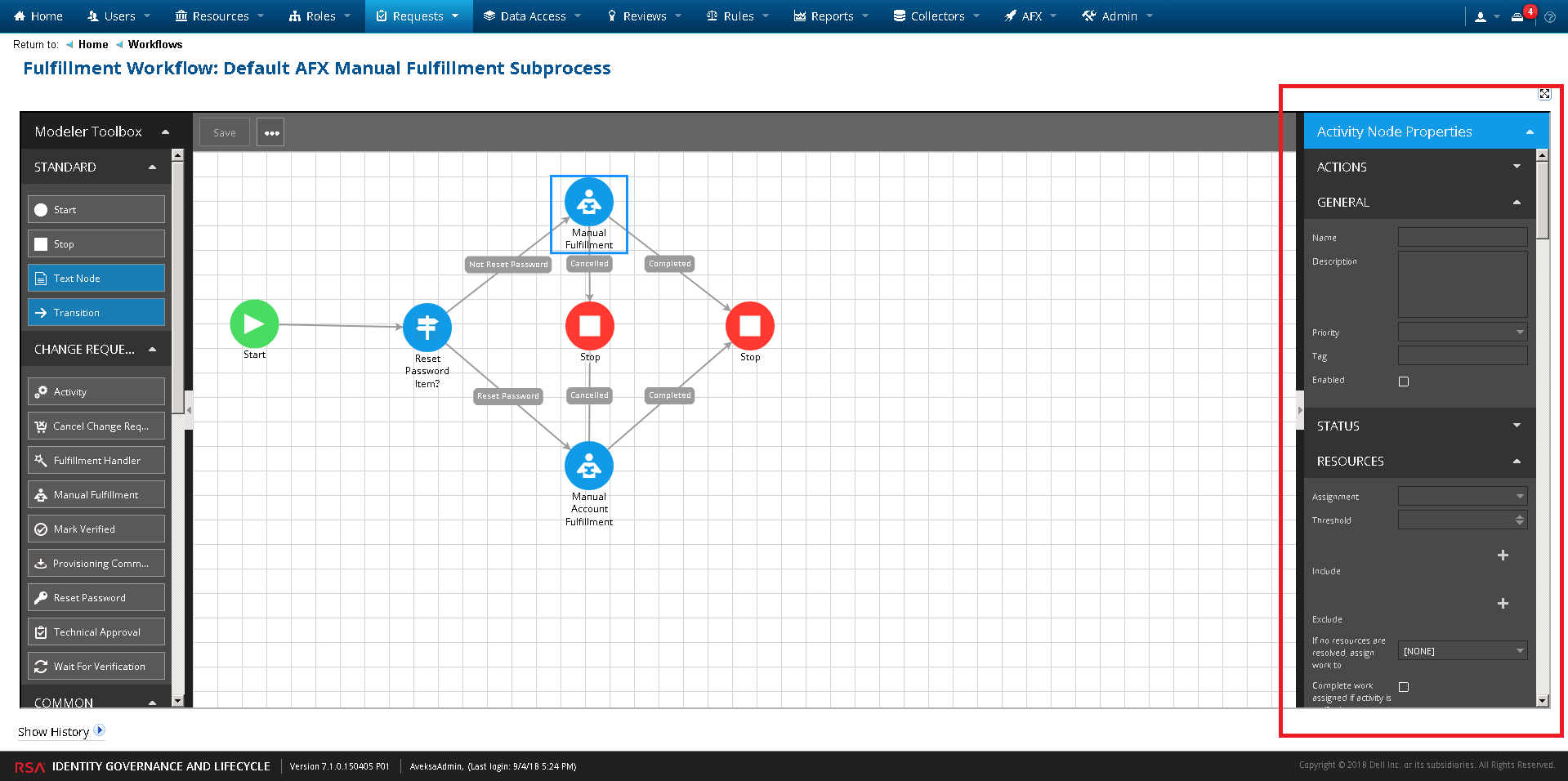 Changes to the Manual Fulfillment Node in an AFX Fulfillment Workflow are unable to be saved in ...