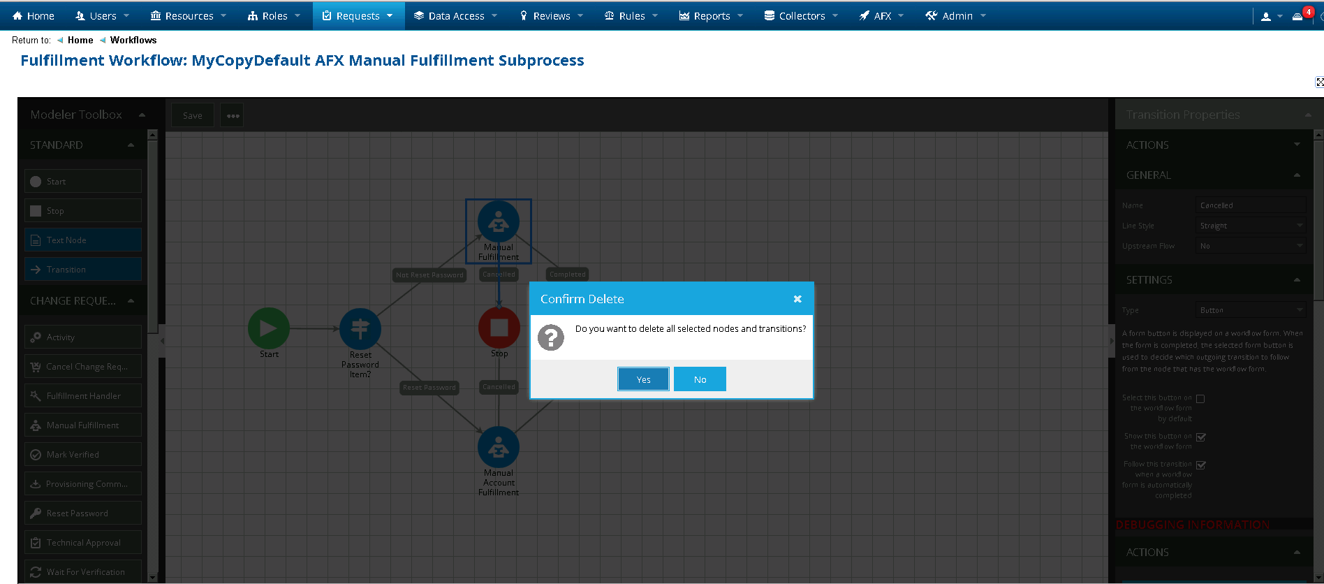 Changes to the Manual Fulfillment Node in an AFX Fulfillment Workflow are unable to be saved in ...