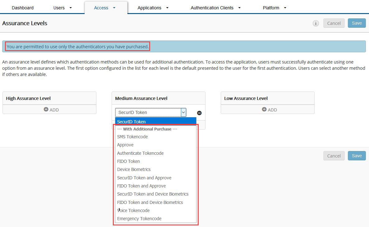 Some authenticators are only available "With Additional Purchase" on ...