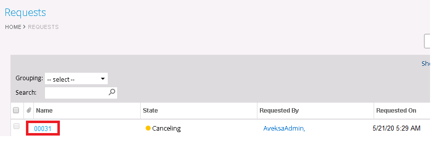 A Request Workflow In The Canceling State Does Not Move To The