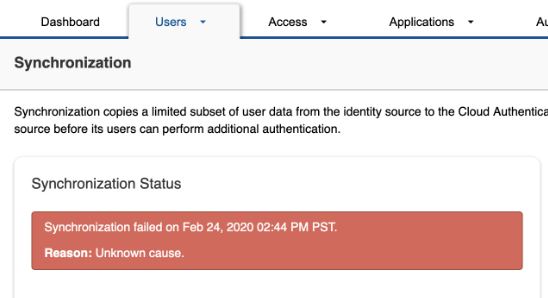 Unknown cause error and size limit exceeded error when synchronizing LDAPv3 identity source with ...