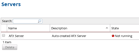Afx Server Is In A Not Running State In The User Interface But Afx