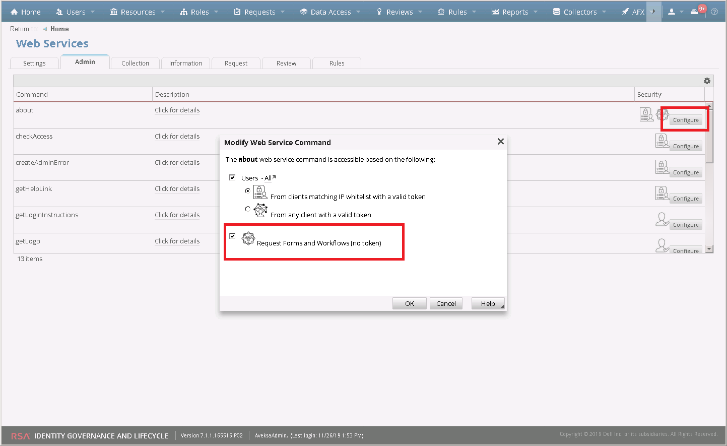 Form control type 'Drop Down Select with Web Service' displays Unauthorized error in RSA ...