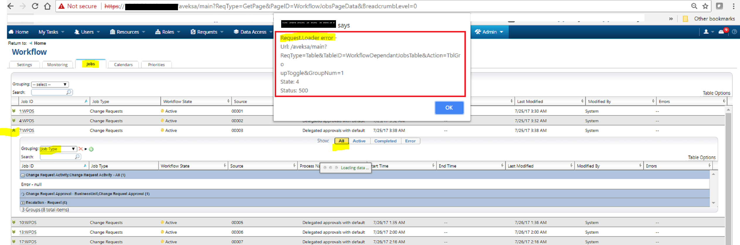 In Rsa Identity Governance And Lifecycle Requestloader Error Is