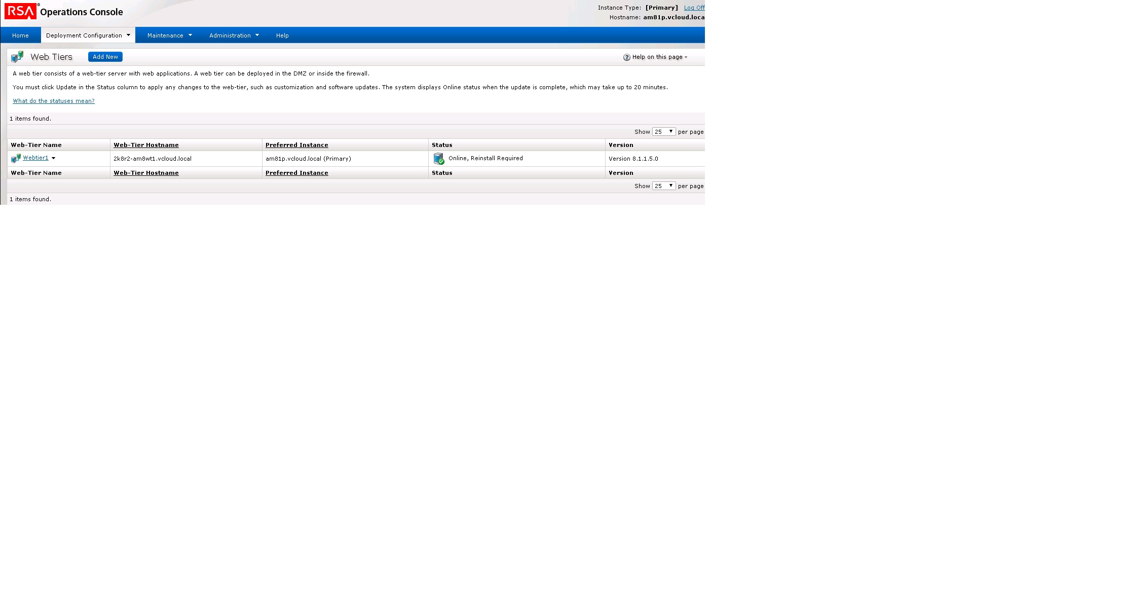 Rsa Authentication Manager 8 X Web Tier Status Shows Online Reinstall Required Rsa Community