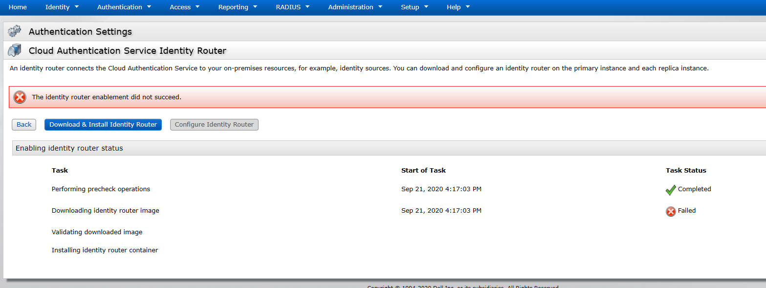 Rsa Authentication Manager 85 Identity Router Enablement Did Not