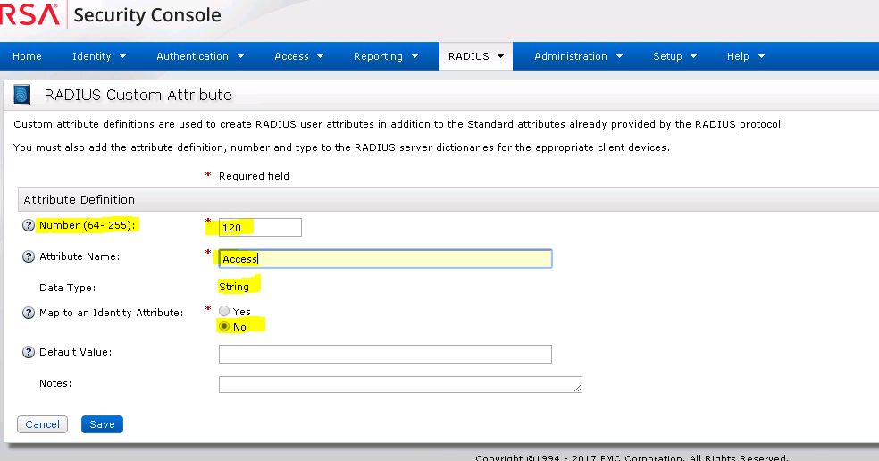 How to create and return custom standard radius attribute | RSA Community