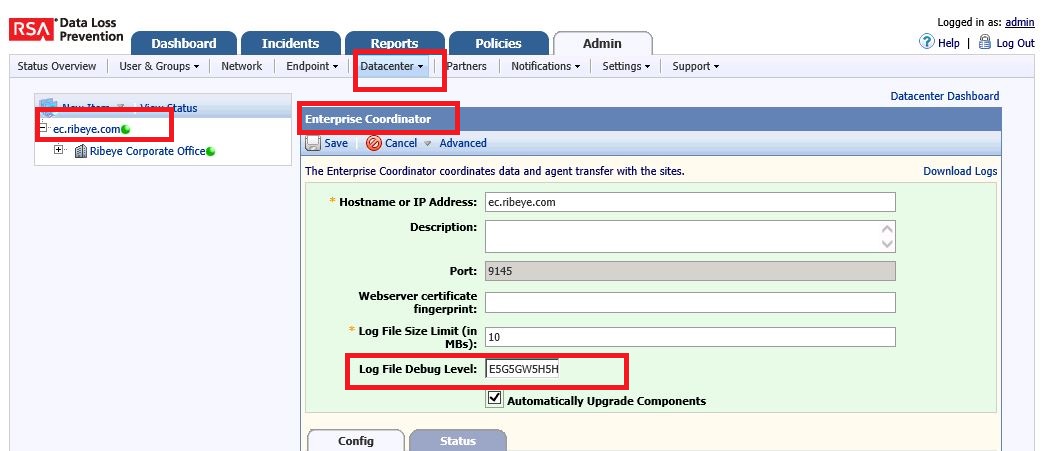RSA DLP Datacenter How to enable debug for Datacenter component logs | RSA Community