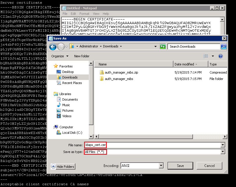 Get The External Identity Source Ldaps Certificate Using Openssl For Rsa Authentication Manager
