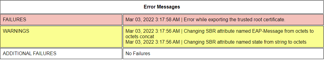 AM 8.6 RADIUS Pre-Migration Script FAILURES: Error while exporting the trusted root certificate ...