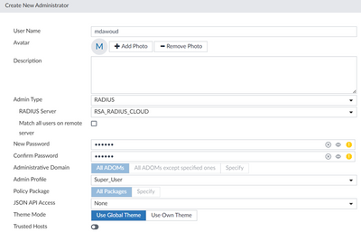 FortiManager 7.2.1 RADIUS Configuration - RSA Ready Implementation ...