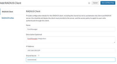 FortiManager 7.2.1 RADIUS Configuration - RSA Ready Implementation ...