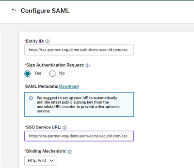 Citrix Cloud - SAML My Page SSO Configuration - RSA Ready Implementation Guide | RSA Community