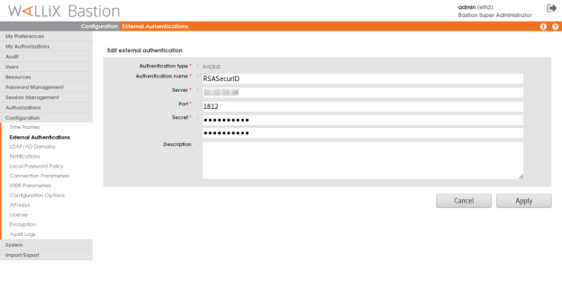 Radiuswith Am Configuration Wallix Bastion Rsa Ready Securid Access