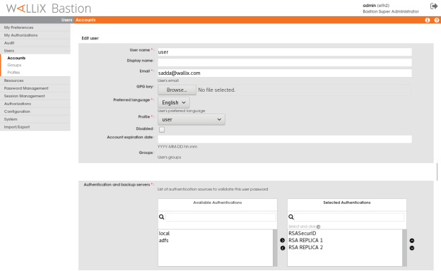 User Sign In Configuration Wallix Bastion Rsa Ready Securid Access