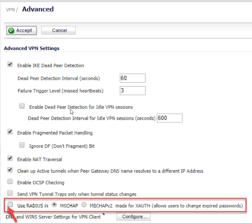 Unable To Authenticate To Radius Server From Sonicwall Radius Client In