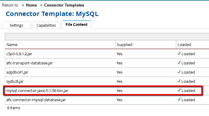 There is no option to clear the mysql-connector-java-{version}-bin.jar ...
