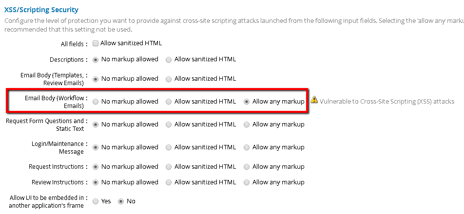 Tables embedded in workflow email nodes are malformed after upgrading to version 7.1.1 of RSA ...