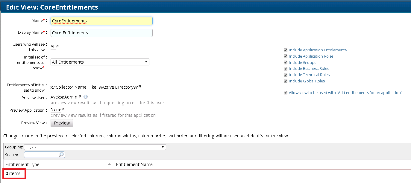 Entitlement Views Show Zero Items In Rsa Identity Governance