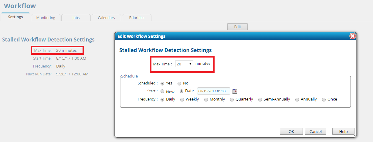 Workflow Shows Workflow Flagged As Stalled Based On Stall Detection