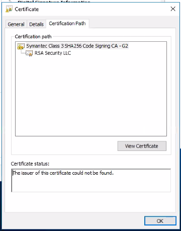 Certificate missing from the trusted root certificates during ...