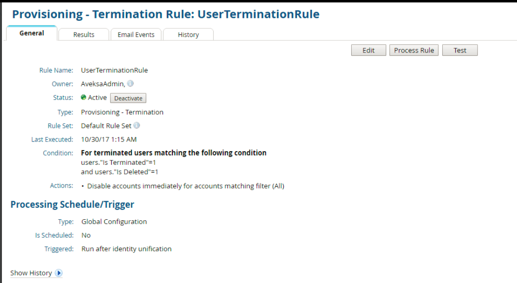 Termination rule not generating a change request to disable the manually mapped accounts in RSA ...